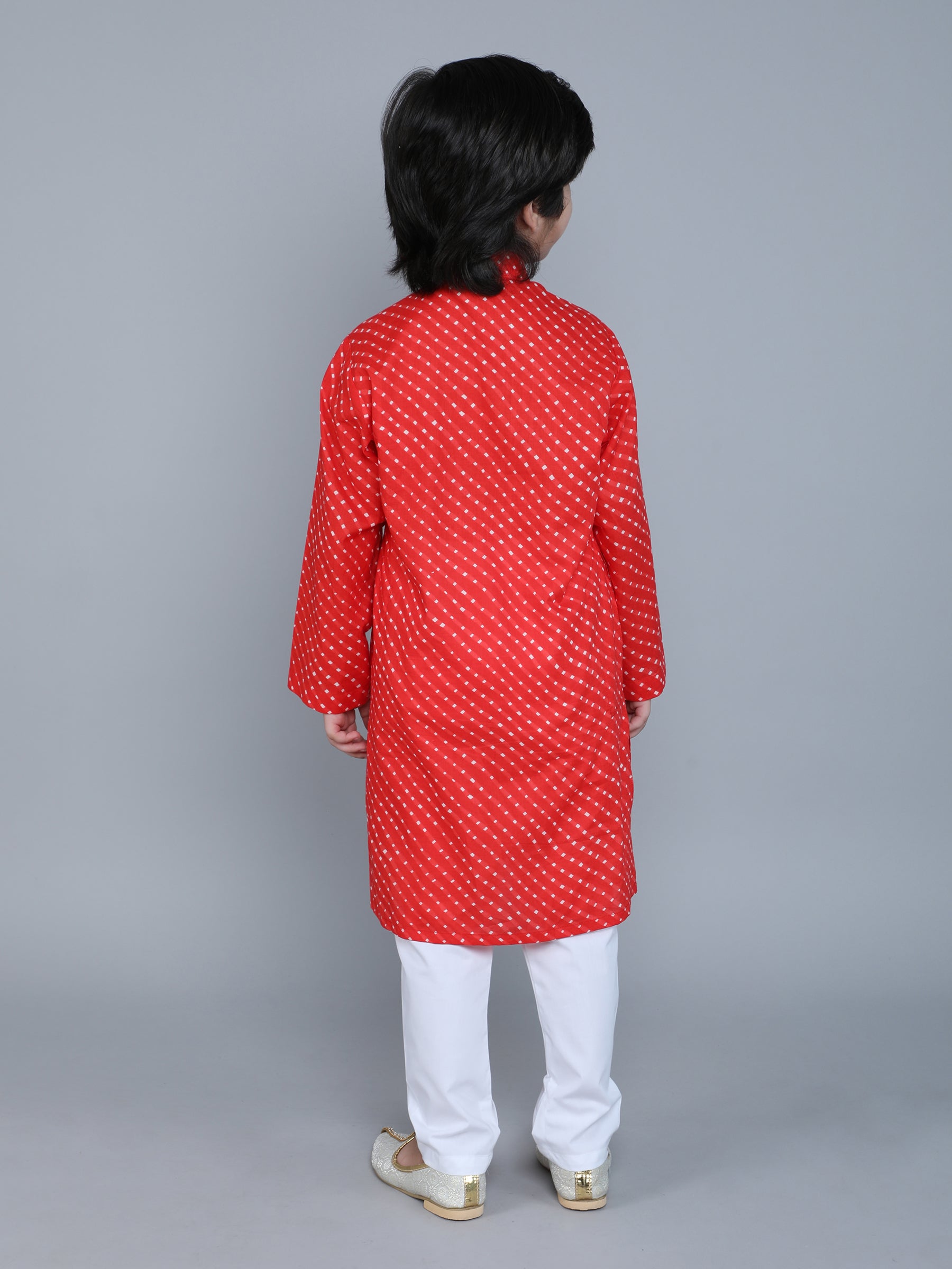 Hand Block Print Kurta Set - Red – Little Clothings
